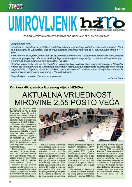 'Umirovljenik', broj 33/2008. - Hrvatski zavod za mirovinsko osiguranje