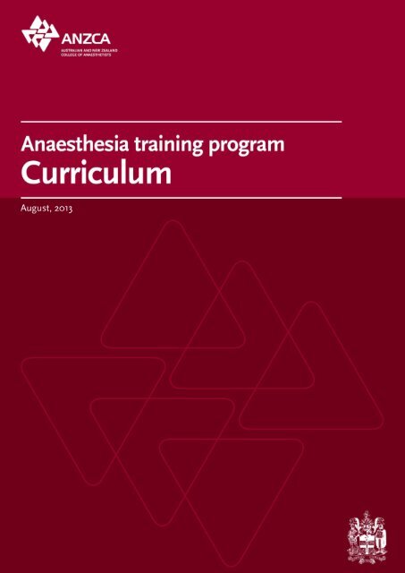 Anaesthesia training program curriculum - Australian and New ...