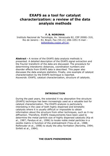 EXAFS as a tool for catalyst characterization: a review of the ... - INT