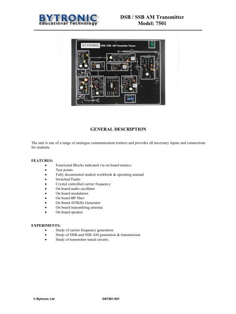 DSB / SSB AM Transmitter Trainer