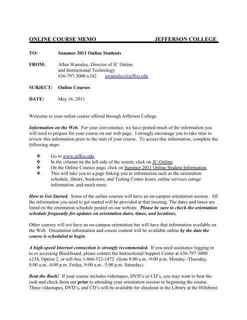 INTEROFFICE MEMORANDUM - Jefferson College