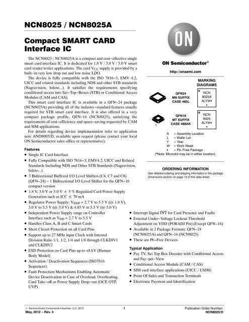 NCN8025 - Compact SMART CARD Interface IC - ON Semiconductor