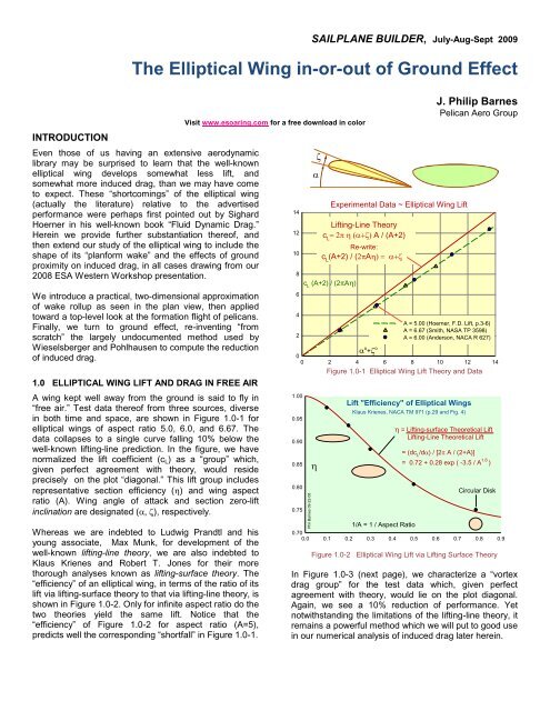 The Elliptical Wing in-or-out of Ground Effect - Experimental Soaring ...