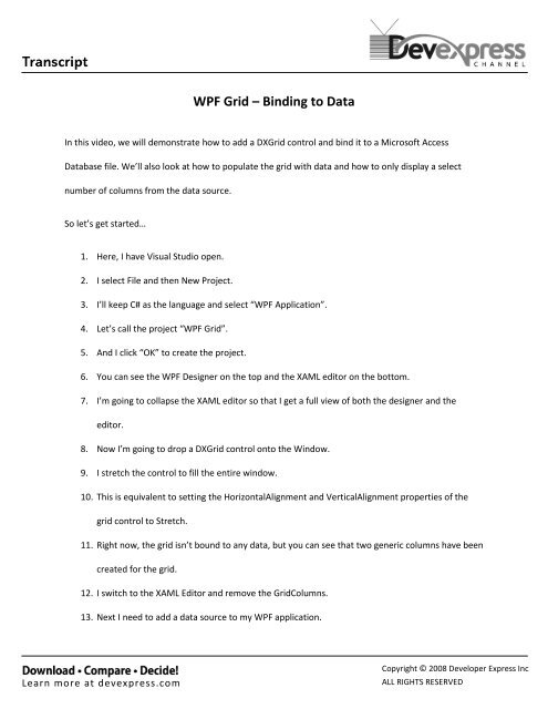 WPF Grid â Binding to Data