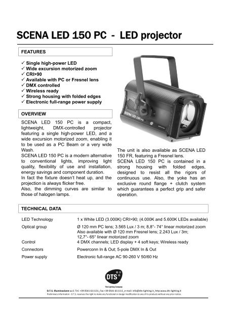 SCENA LED 150 PC - LED projector - DTS Lighting