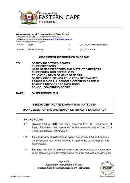 Senior Certificate Examination - Ecexams.co.za