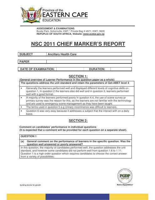 Ancillary Health Care - Ecexams.co.za