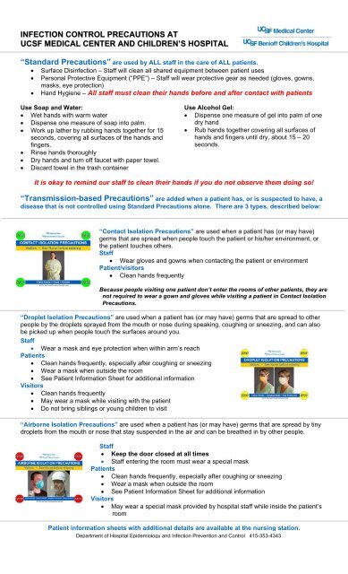 Standard Precautions - Infection Control - UCSF Medical Center