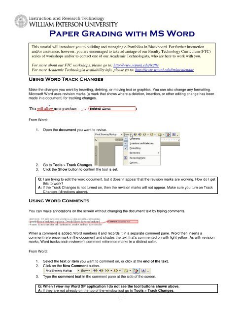 Paper Grading with MS Word