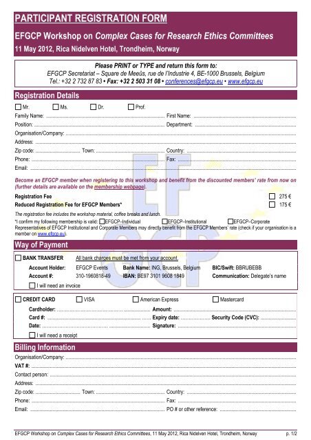 PARTICIPANT REGISTRATION FORM