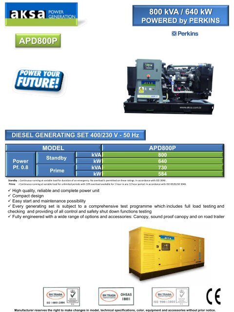 APD800P - AKSA POWER GENERATION-generator,generator set ...