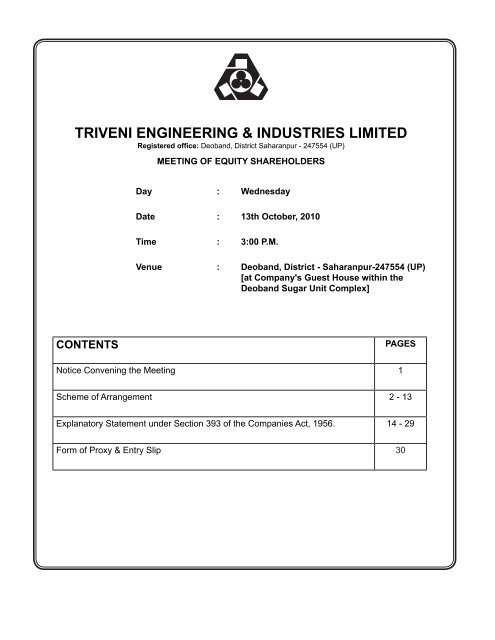 TRIVENI ENGINEERING & INDUSTRIES LIMITED