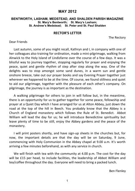 MAY 2012 RECTOR'S LETTER - Bentworth