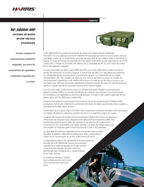 RF-5800H-MP HF/VHF Tactical Radio System - Spanish - Harris RF ...