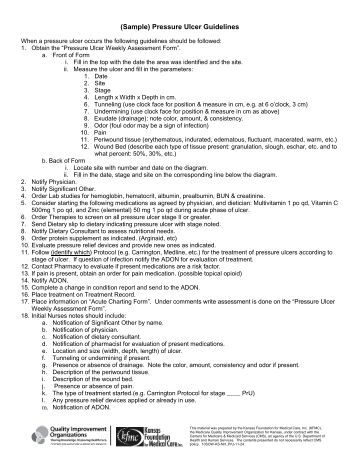 Pressure Ulcer Documentation Guidelines - FMQAI