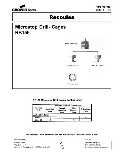 Microstop Drill- Cages RB156 Recoules - Apex Tool