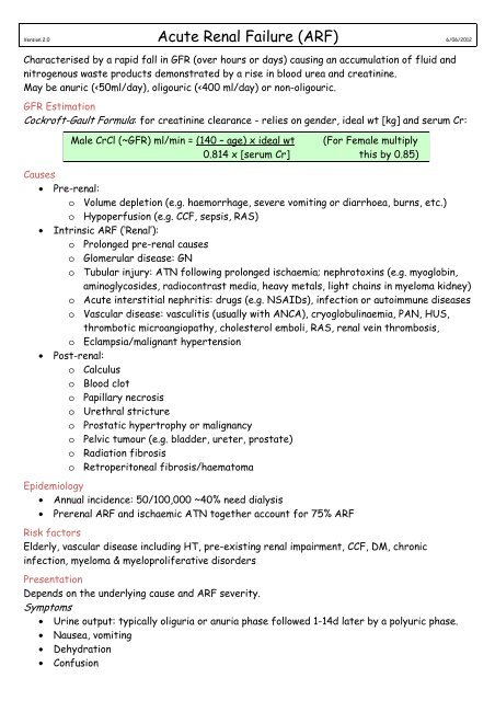 Acute Renal Failure (ARF)