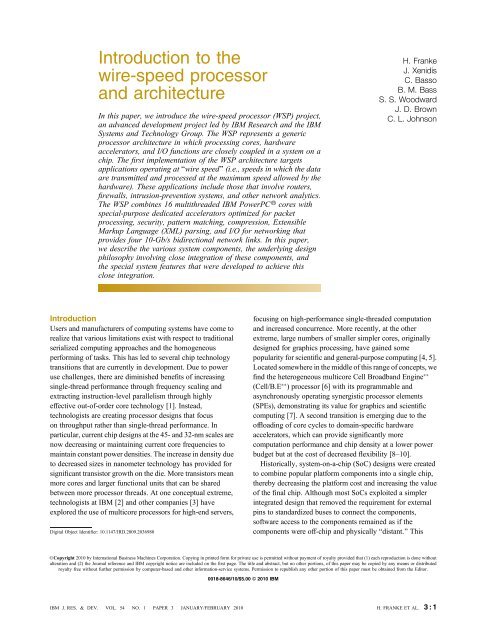 Introduction to the wire-speed processor and architecture