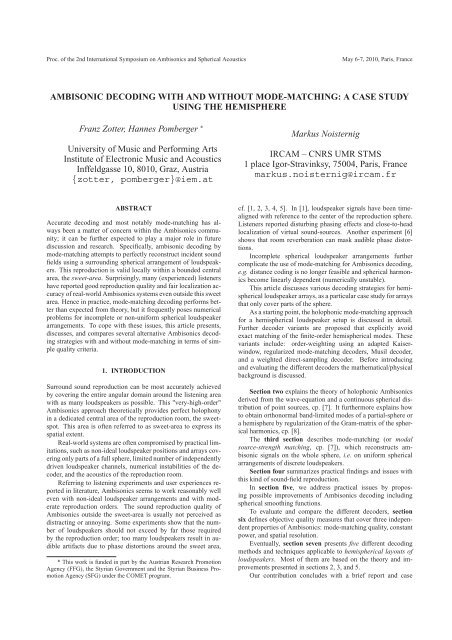 AMBISONIC DECODING WITH AND WITHOUT MODE-MATCHING ...