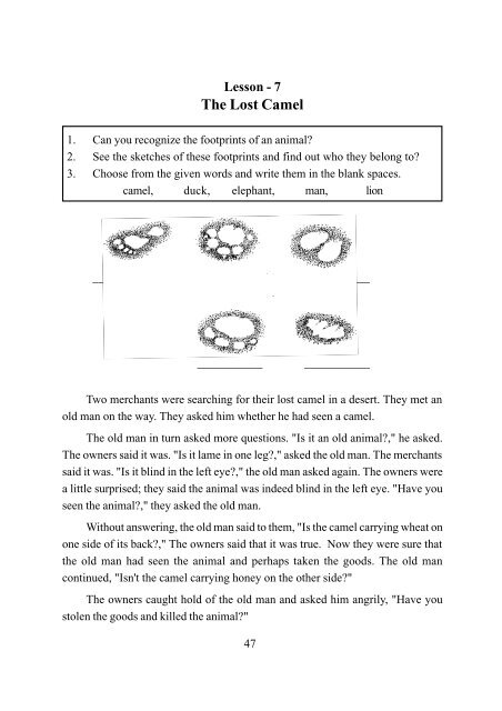 Lesson â 7 The Lost Camel
