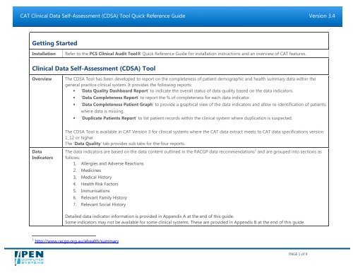 Getting Started Clinical Data Self-Assessment (CDSA) Tool