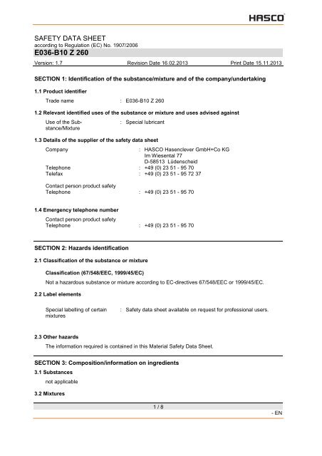 Z 260 Heavy-duty lubricant - Hasco
