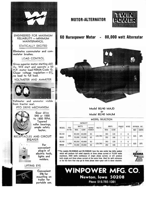 MOTOR-ALTERNATOR 60 Horsepower Motor ... - Winco Generators