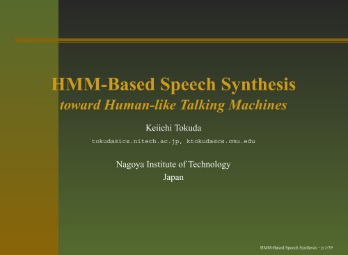 HMM-Based Speech Synthesis