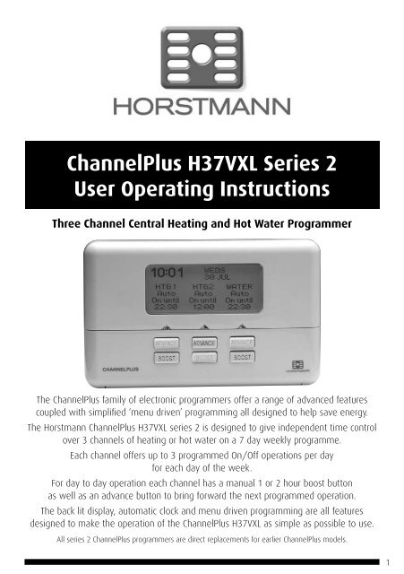 ChannelPlus H37VXL Series 2 User Operating ... - Horstmann