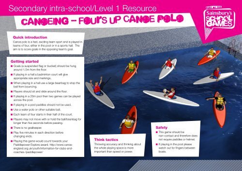 canoeing - Fours up Canoe Polo - School Games