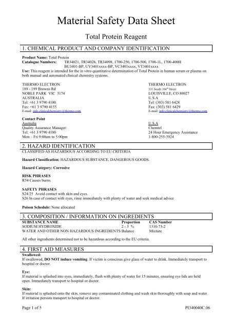 Material Safety Data Sheet - Mercedes Medical