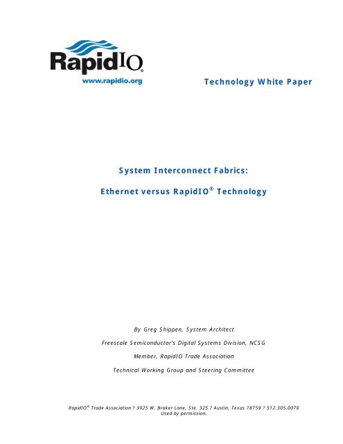 Technology White Paper System Interconnect Fabrics ... - ARRC