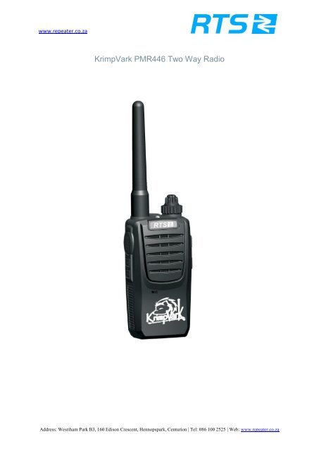 KrimpVark PMR446 Two Way Radio - Two Way Radios South Africa
