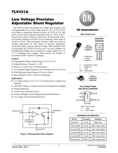 TLV431A Low Voltage Precision Adjustable Shunt Regulator - Intusoft