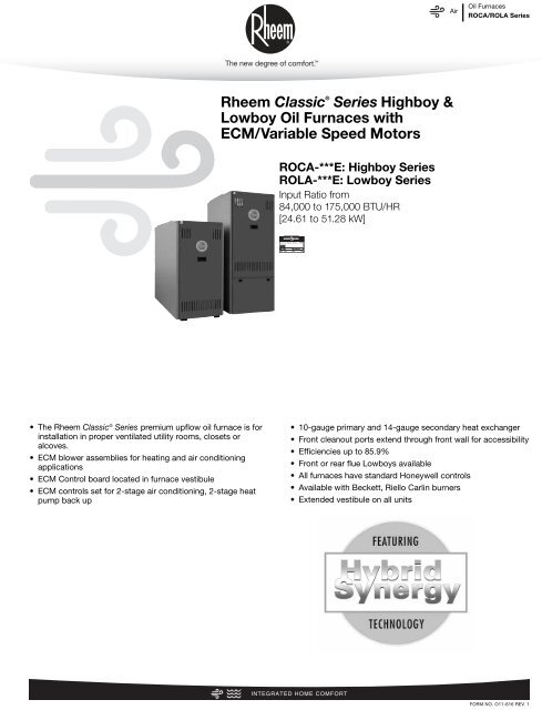 Specification Sheet***E - Rheem
