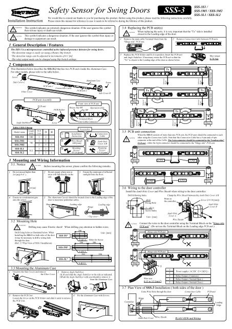 SSS-3 Safety Sensor for Swing Doors - Hotron