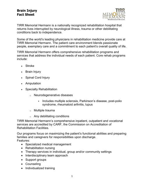 English - TIRR Memorial Hermann