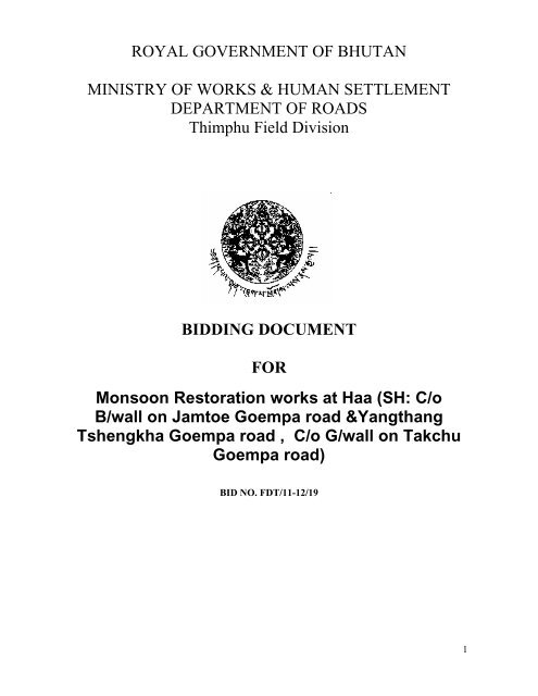 B. Bidding Documents - Ministry of Works and Human Settlement