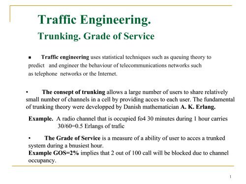 Chapter 4. Trafic Engineering (Trunking)