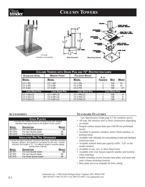 COLUMN TOWERS - Glastender, Inc.