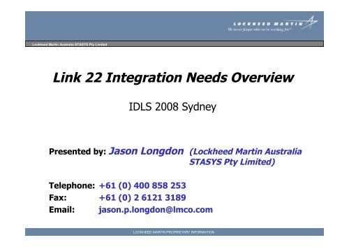 Link 22 Integration Needs Overview - IDLSoc