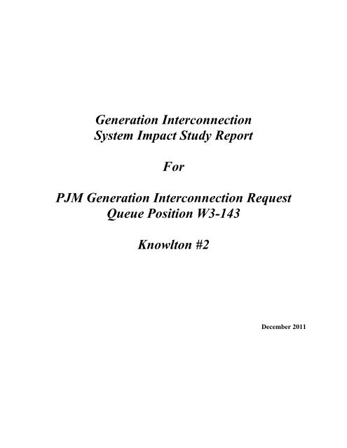 Generation Interconnection System Impact Study Report ... - PJM.com