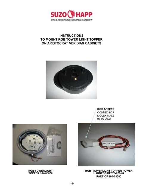 RGB Tower Light Topper Mounting Instructions for ... - Suzo-Happ