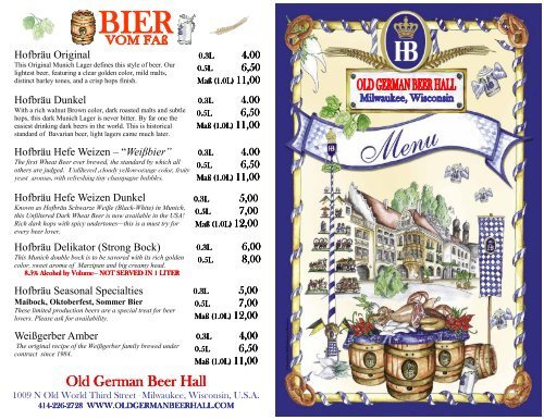 2011 Summer OGBH MENU - Old German Beer Hall