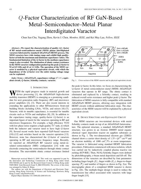 Q-Factor Characterization of RF GaN-Based Metal ... - IEEE Xplore