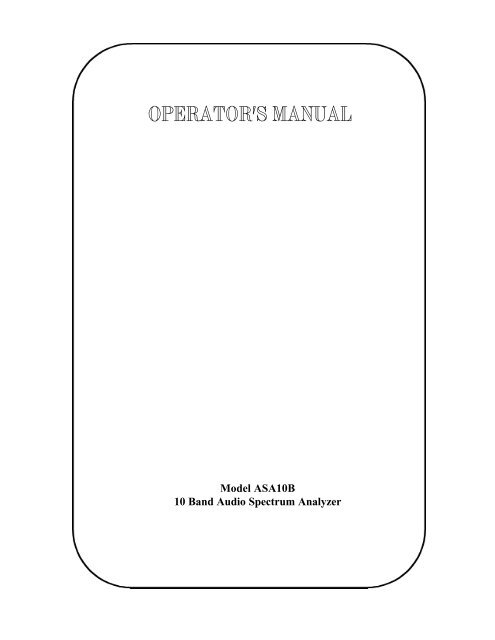 Operator's Manual - Gold Line