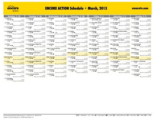 ENCORE ACTION Schedule - March, 2013 - Starz
