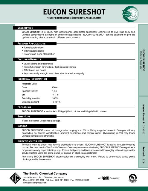 Eucon SureShot - Euclid Chemical Co