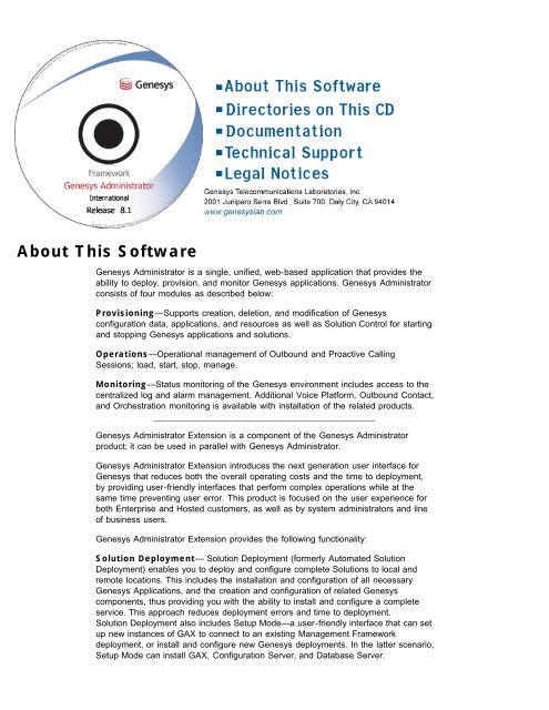Read Me - Genesys Documentation