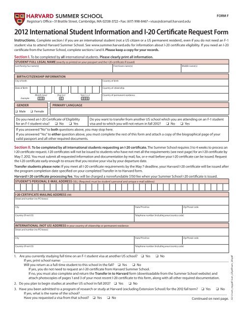 Form I 20 Student Visa